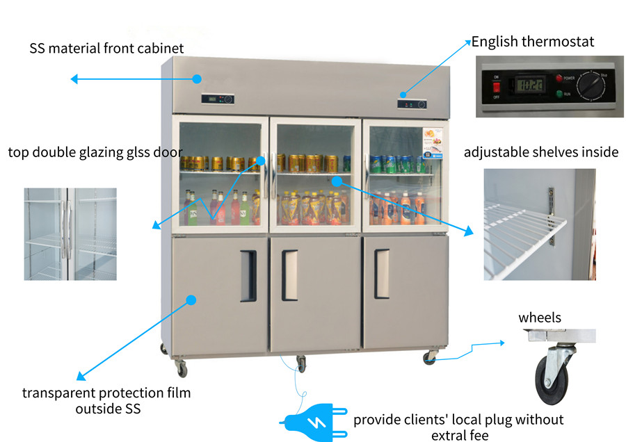 6 Doors Vertical Upright Commercial Kitchen Freezer - Meibca